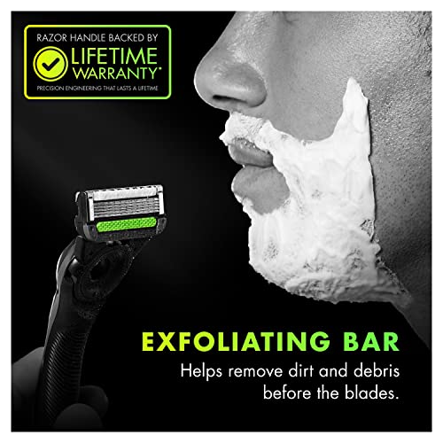 Gillette Razors for Men with Exfoliating Bar by GilletteLabs, Shaving Kit for Men, Includes 1 Handle, 4 Razor Blade Refills, 1 Premium Magnetic Stand