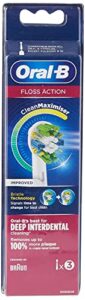 oral-b flossaction replacement heads for electric toothbrush with cleanmaximiser technology, pack of 3