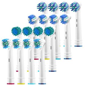 alayna replacement toothbrush heads for oral b braun electric toothbrushes – 16 assorted brush head refills compatible w/ oralb (4) cross clean, floss, precision, sensitive (fits most oral-b bases)