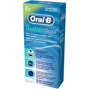 oral-b super floss 50 pieces pre-cut (pack of 12)