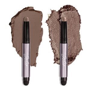 julep eyeshadow 101 crème to powder waterproof eyeshadow stick duo, taupe shimmer and stone