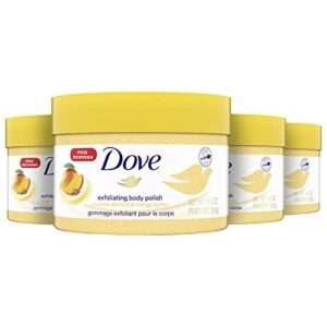 dove exfoliating body polish body scrub exfoliating scrub for dry skin crushed almond and mango butter gently exfoliates to reveal healthy skin 10.5 ounce (pack of 4)