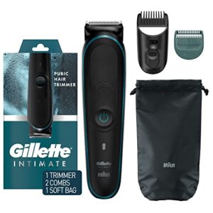 gillette intimate men’s manscape pubic hair trimmer, skinfirst ball trimmer for men, waterproof, cordless for wet/dry use, electric shaver for men, lifetime sharp blades, manscaping body groomer