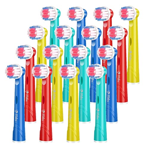 Milos Replacement Toothbrush Heads for Kids - Pack of 16 Oral B and Braun Compatible Replacements