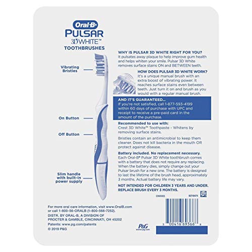 Oral-B Pulsar Vibrating Bristles Toothbrush, Medium, 4 Pack