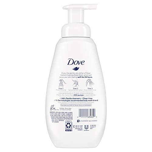 Dove Instant Foaming Body Wash with NutriumMoisture Technology Shea Butter with Warm Vanilla Effectively Washes Away Bacteria While Nourishing Your Skin 13.5 oz