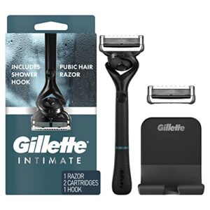 gillette intimate manscape razor for men, men’s pubic razor, manscaping, gentle and easy to use, designed for pubic hair, 1 razor handle, 2 razor blade refills, manscaping body razor, mens razor