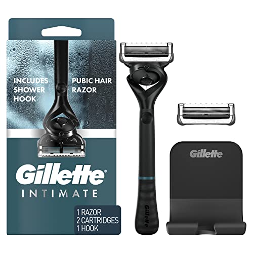 Gillette Intimate Manscape Razor for Men, Men’s Pubic Razor, Manscaping, Gentle and Easy to Use, Designed For Pubic Hair, 1 Razor Handle, 2 Razor Blade Refills, Manscaping Body Razor, Mens Razor