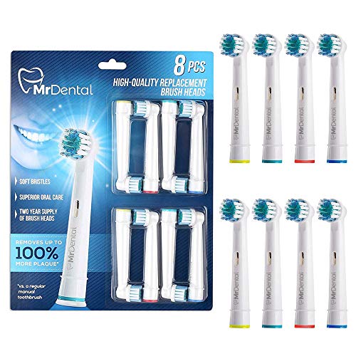 Mr. Dental Premium Oral-B Braun Compatible Replacement Toothbrush Heads 8 pack (2 year supply) for Superior Care, Soft Bristles.