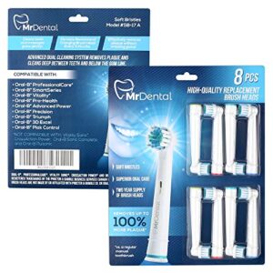 Mr. Dental Premium Oral-B Braun Compatible Replacement Toothbrush Heads 8 pack (2 year supply) for Superior Care, Soft Bristles.