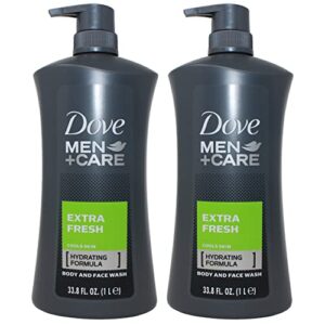 Dove Men Body Wash Extra Fresh 1 Liter (33.8 Oz) - Pack of 2