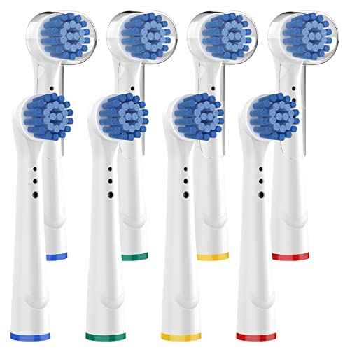 Sensitive Gum Care Electric Toothbrush Oral B Replacement Brush Heads, Toothbrush Heads Replacement Soft Bristle Brush Heads Compatible with Oral B, 8 Toothbrush Heads with 4 Oral b Brush Heads Cover