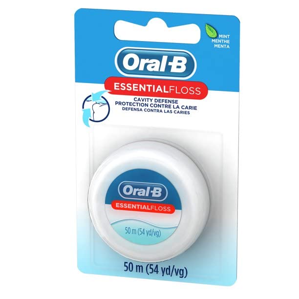 Oral-B Essential Floss, Waxed, Unflavored, 54 Yards (50 meters) - Pack of 2