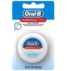 Oral-B Essential Floss, Waxed, Unflavored, 54 Yards (50 meters) - Pack of 2