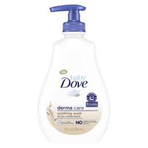 baby dove soothing wash to soothe delicate baby skin derma care washes away bacteria, no artificial perfume or color, paraben free, phthalate free 13oz