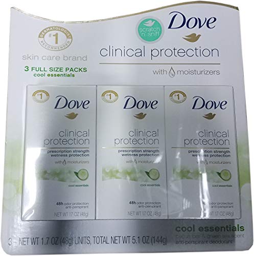 Dove Clinical Protection Cool Essentials Anti-perspirant Deodorant, 1.7 Fl Oz Pack of 3