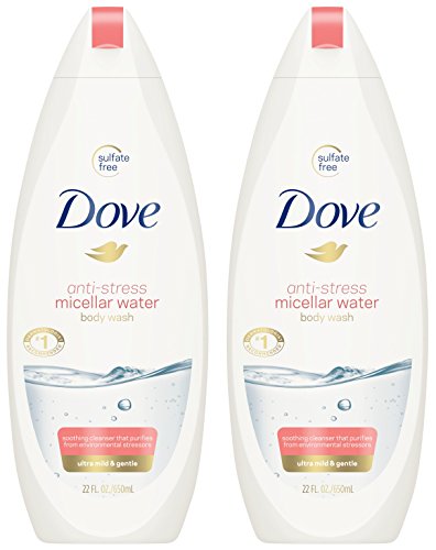 Dove Body Wash - Anti-Stress Micellar Water - Ultra Mild & Gentle - Sulfate Free - Net Wt. 22 FL OZ (650 mL) Per Bottle - Pack of 2 Bottles