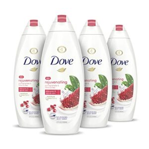 dove body wash for softer, smoother skin after just one use rejuvenating pomegranate and hibiscus tea effectively washes away bacteria while nourishing your skin, 22 fl ounce (pack of 4)