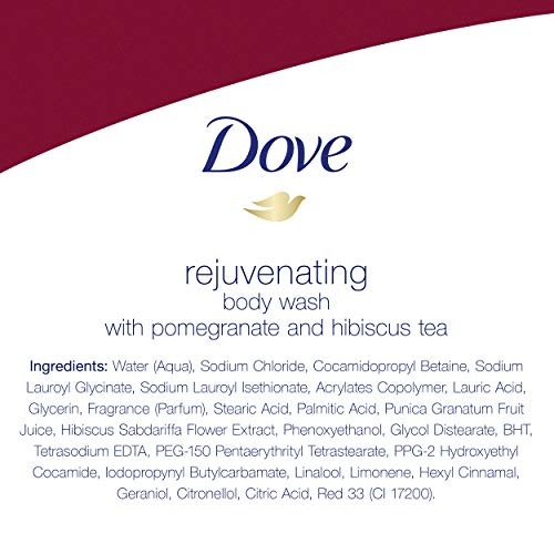 Dove Body Wash for Softer, Smoother Skin After Just One Use Rejuvenating Pomegranate and Hibiscus Tea Effectively Washes Away Bacteria While Nourishing Your Skin, 22 Fl Ounce (Pack of 4)