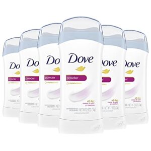 dove invisible solid antiperspirant deodorant stick for women, powder, for all day underarm sweat & odor protection, 2.6 ounce (pack of 6)