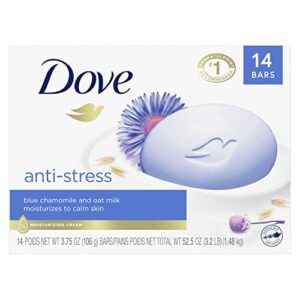 dove beauty bar gentle cleanser moisturizes to calm skin anti-stress cream bar gentle bar soap cleanser made with 1/4 moisturizing cream 3.75 oz 14 count