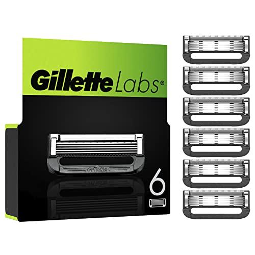 Gillette Labs Razor Blades Men, Pack of 6 Razor Blade Refills, Compatible with GilletteLabs with Exfoliating Bar and Heated Razor