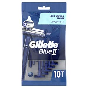 gillette blue ii fixed head disposable razors – pack of 10