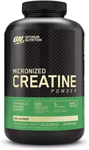 optimum nutrition micronized creatine monohydrate powder, unflavored, keto friendly, 120 servings (packaging may vary)