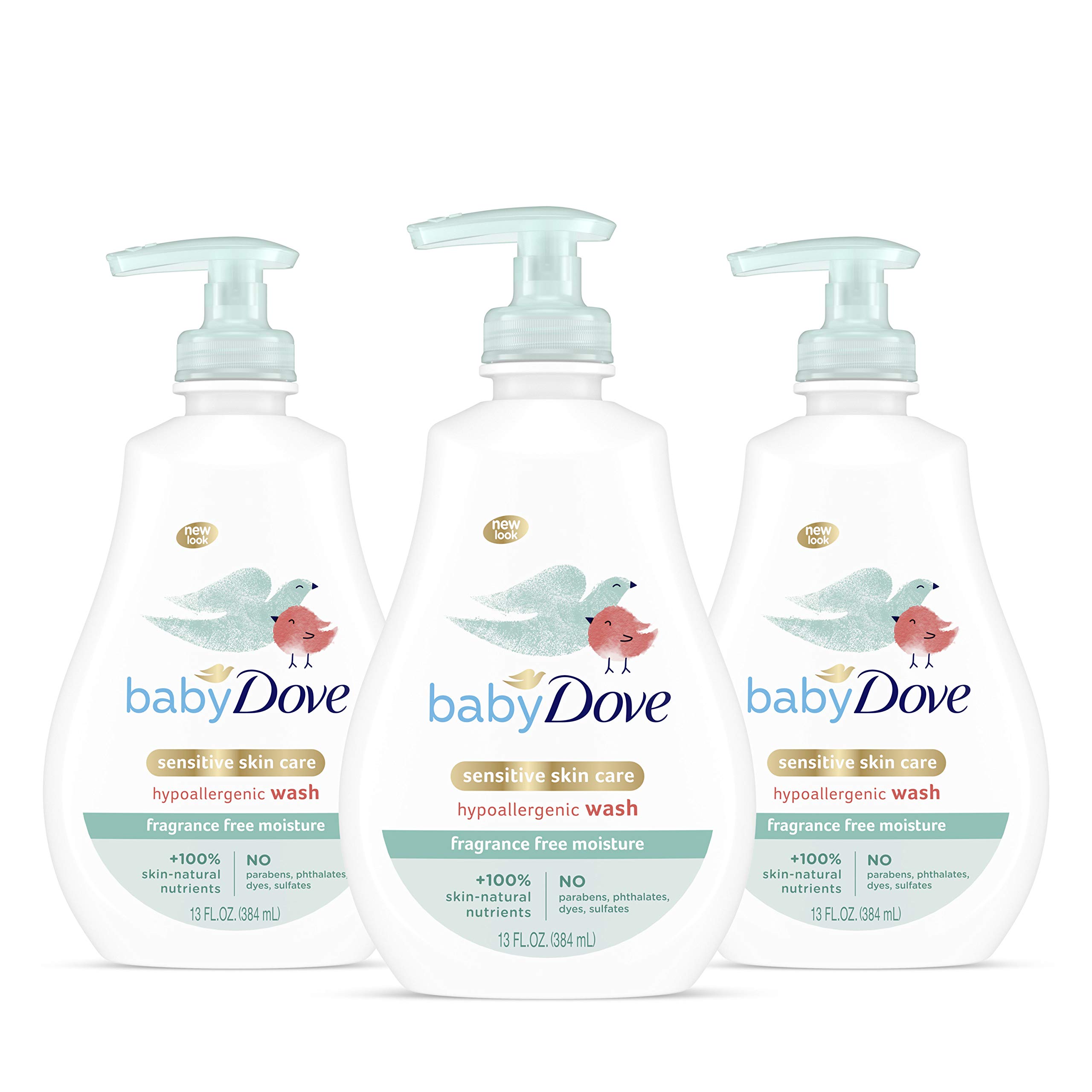 Baby Dove Tip to Toe Baby Body Wash For Baby's Sensitive Skin Sensitive Moisture Washes Away Bacteria, Fragrance-Free and Hypoallergenic Baby Soap, 13 Fl Oz (Pack of 3)