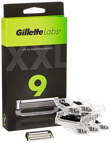 Gillette Labs Razor Blades Men, Pack of 9 Razor Blade Refills, Compatible with GilletteLabs with Exfoliating Bar and Heated Razor