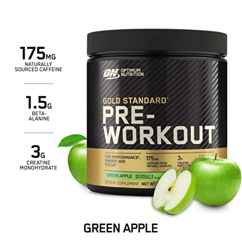 Optimum Nutrition Gold Standard Pre Workout with Creatine, Beta-Alanine, and Caffeine for Energy, Flavor: Green Apple, 30 Servings (Packaging May Vary), Powder