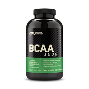 optimum nutrition instantized bcaa capsules, keto friendly branched chain essential amino acids, 1000mg, 400 count