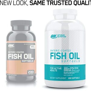 Optimum Nutrition Omega 3 Fish Oil, 300MG, Brain Support Supplement, 200 Softgels (Packaging May Vary)