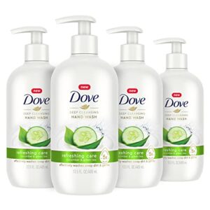 dove refreshing care cucumber and green tea hand wash for clean and softer hands cleanser that washes away dirt 13.5 oz 4 count