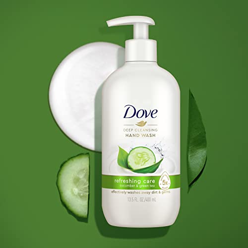 Dove Refreshing Care Cucumber and Green Tea Hand Wash For Clean and Softer Hands Cleanser That Washes Away Dirt 13.5 oz 4 Count