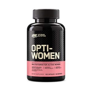 optimum nutrition opti-women, vitamin c, zinc and vitamin d for immune support womens daily multivitamin supplement with iron, capsules, 120 count