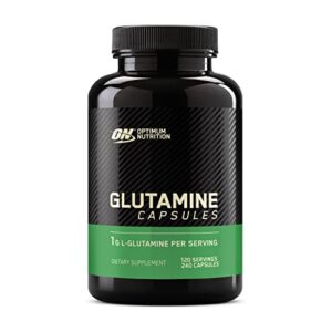 optimum nutrition l-glutamine muscle recovery capsules, 1000mg, 240 count (package may vary)