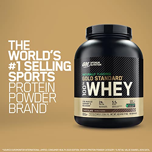 Optimum Nutrition Gold Standard 100% Whey Protein Powder, Naturally Flavored Chocolate, 4.8 Pound (Packaging May Vary)