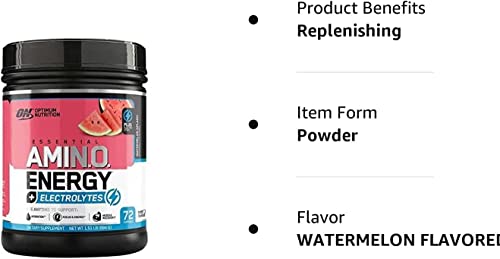 Optimum Nutrition WATERMELON SPLASH AMINO ENERGY ELECTROLYTES Powder 1.51 LB 72 SERVINGS