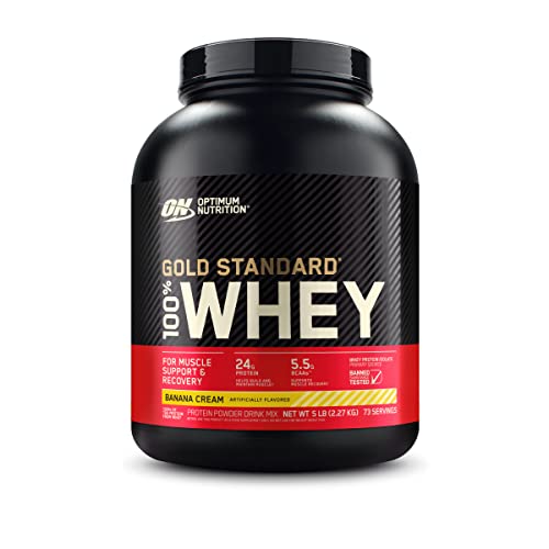 Optimum Nutrition Gold Standard 100% Whey Protein Powder, Banana Cream, 5 Pound (Packaging May Vary)