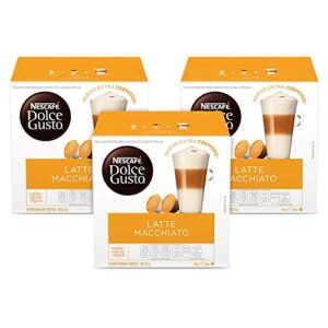 nescafe dolce gusto coffee pods, latte macchiato, 16 capsules, pack of 3