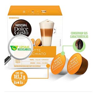 Nescafe Dolce Gusto Coffee Pods, Latte Macchiato, 16 capsules, Pack of 3