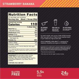 Optimum Nutrition Gold Standard 100% Whey Protein Powder, Strawberry Banana, 5 Pound (Packaging May Vary)