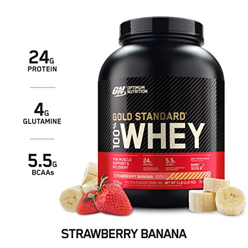 Optimum Nutrition Gold Standard 100% Whey Protein Powder, Strawberry Banana, 5 Pound (Packaging May Vary)