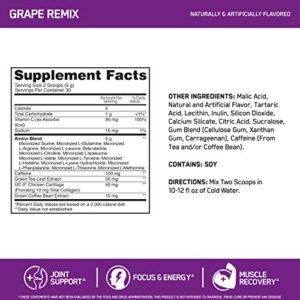 Optimum Nutrition Amino Energy + Collagen Powder - Pre Workout, Post Workout Muscle Recovery Energy Powder with Amino Acids, Vitamin C for Immune Support - Grape Remix, 30 Servings