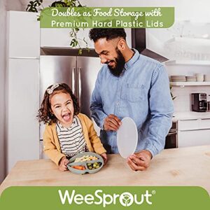 WeeSprout Suction Plates with Lids for Babies & Toddlers | 100% Silicone | Plates Stay Put with Suction Feature | Divided Design | Microwave & Dishwasher Safe | 3 Pack