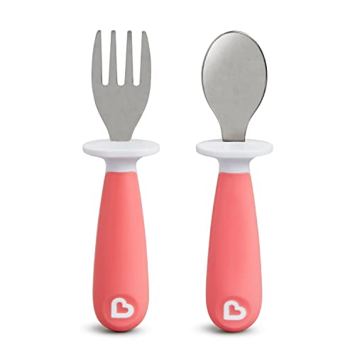 Munchkin® Raise™ Toddler Fork and Spoon Utensil Set, 2 Pack, Pink