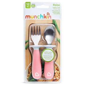 Munchkin® Raise™ Toddler Fork and Spoon Utensil Set, 2 Pack, Pink