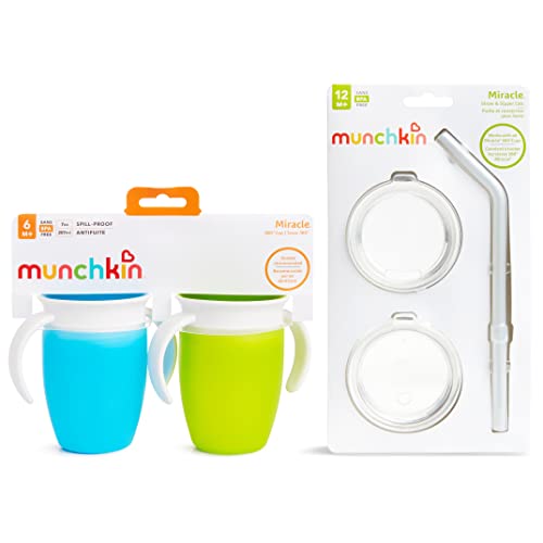 Munchkin® Miracle® 360 Trainer Cup with Straw and Sippy Lid, Green/Blue, 7 Ounce