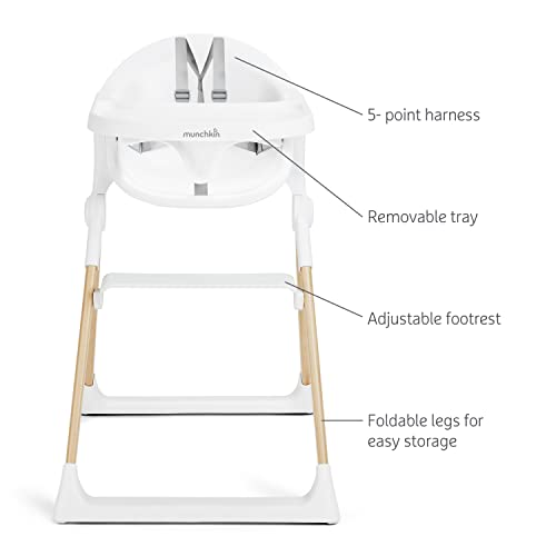 Munchkin® Float™ Easy Clean Foldable Baby High Chair - Compact Modern Design Great for Small Spaces